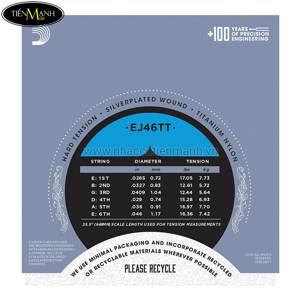 Dây Đàn Classic Guitar DAddario EJ46TT - Nhạc Cụ Tiến Mạnh