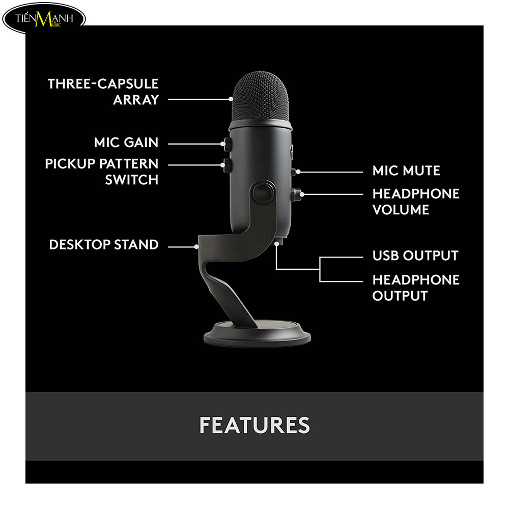 Micro Blue Yeti USB Condenser 3 - Nhiều màu