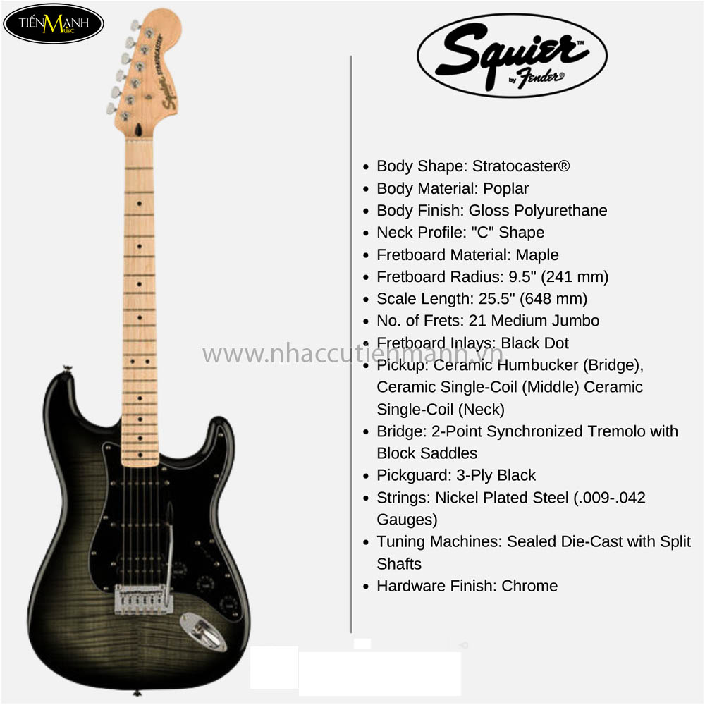 Fender Squier Affinity Stratocaster FMT HSS Black Burst Electric Guitar ...