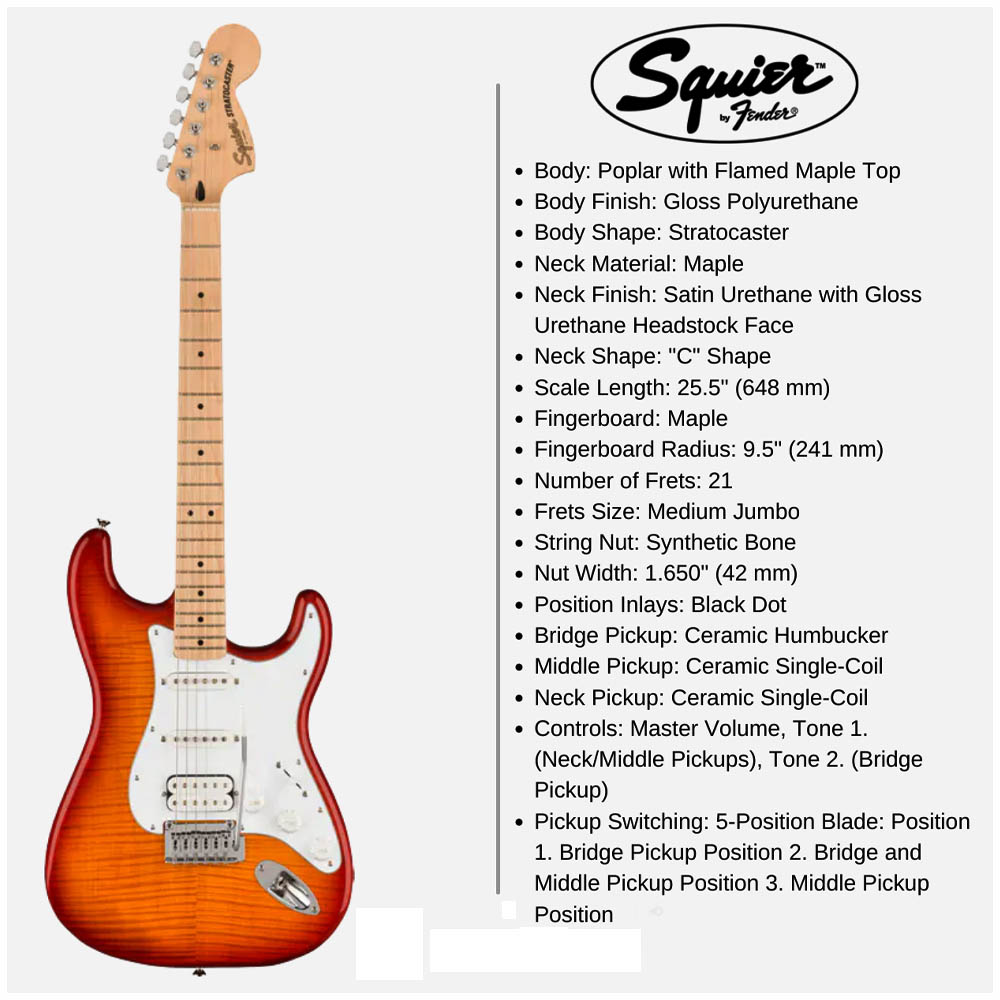 Fender Squier Affinity Stratocaster FMT HSS Sienna Sunburst Electric ...