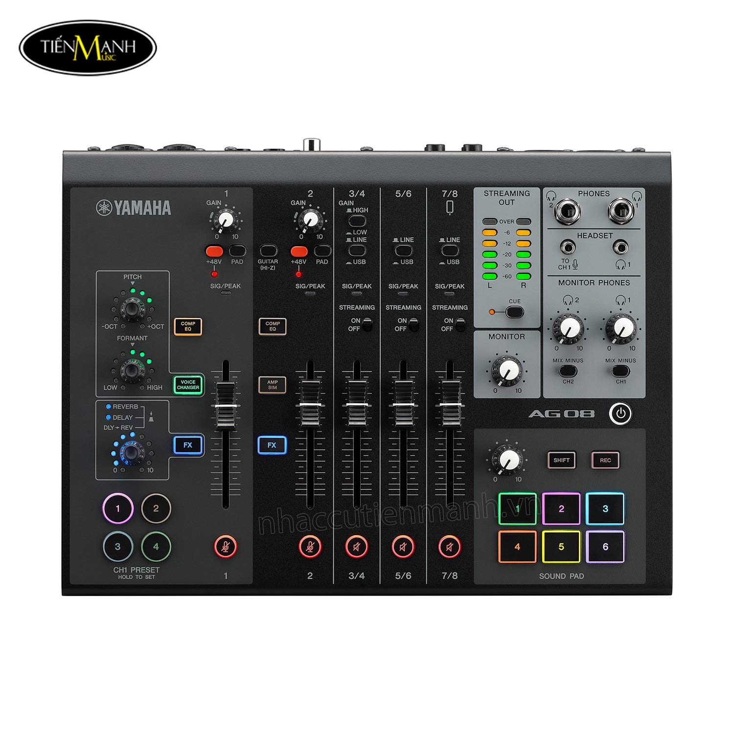 Bàn Trộn Mixer Yamaha AG08 Live Streaming - Nhạc Cụ Tiến Mạnh