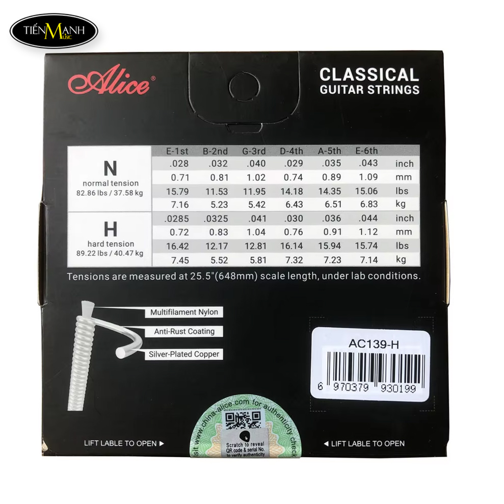 Dây Đàn Guitar Classic Alice AC139H | AC139N - Nhạc Cụ Tiến Mạnh
